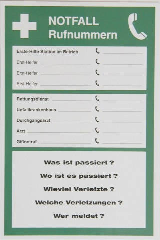 Notfall Rufnummern | J. Ed. Wunderle oHG